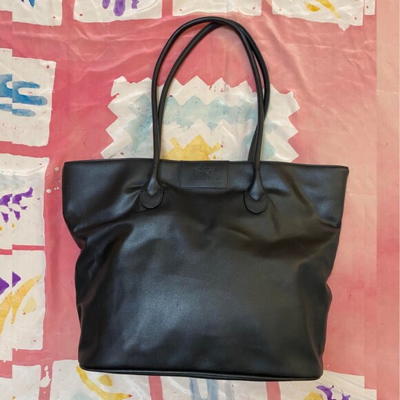 Perry Ellis | Bags | Perry Ellis America Vintage Black Leather Tote Bag ...